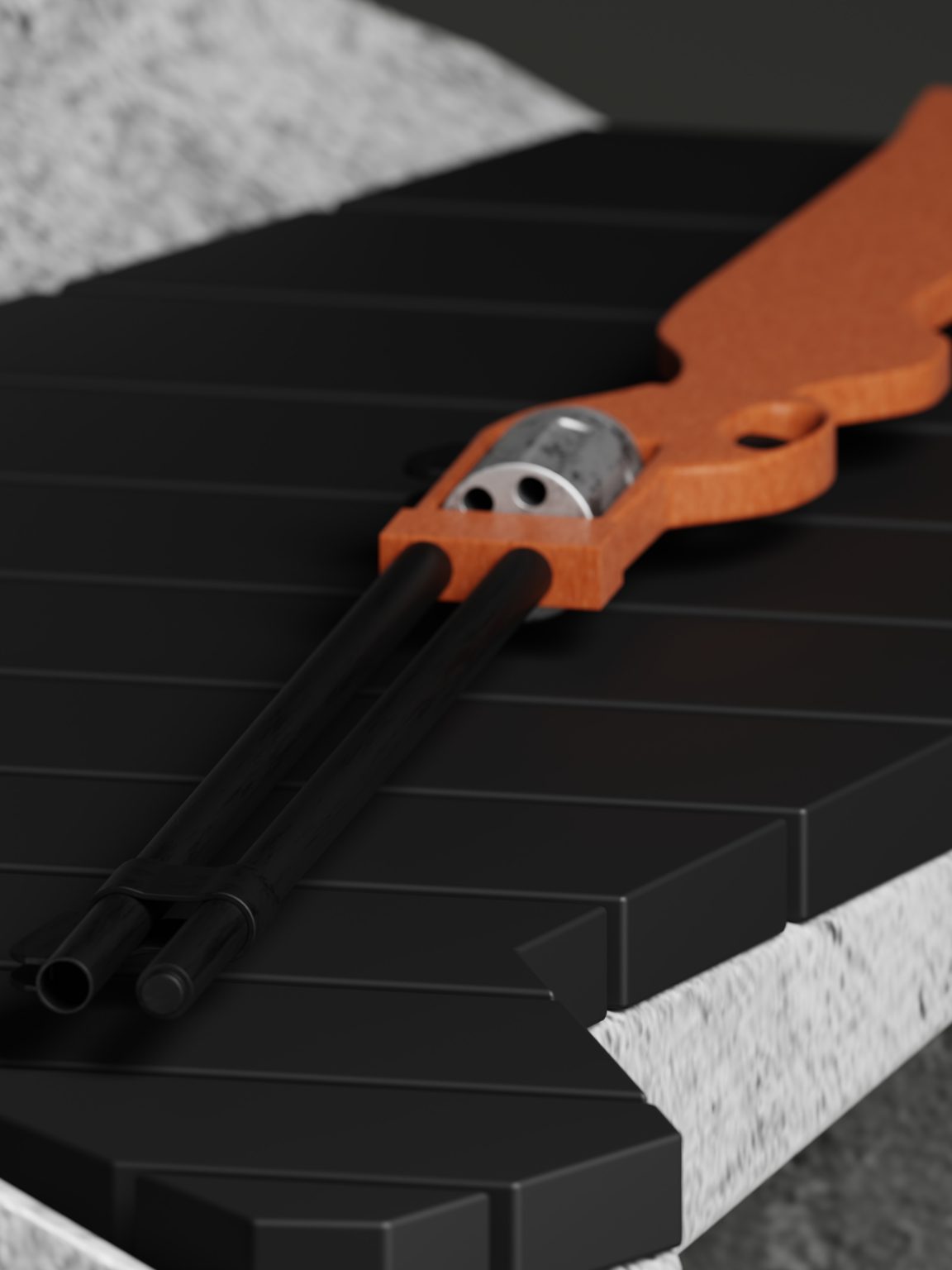 Double Barrel Revolver Shotgun Blender 3D Model - .Blend Archive